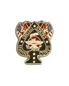 USMC Spades and Flags Eagle In Red/Gold Circle Pin – GRANDPOPSARMYNAVY