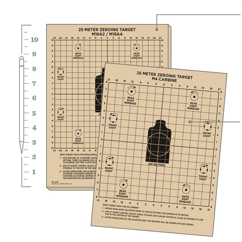 Military All-Weather 25M ZEROING TARGET - M16A2/M16A4/M4/AR15 ...