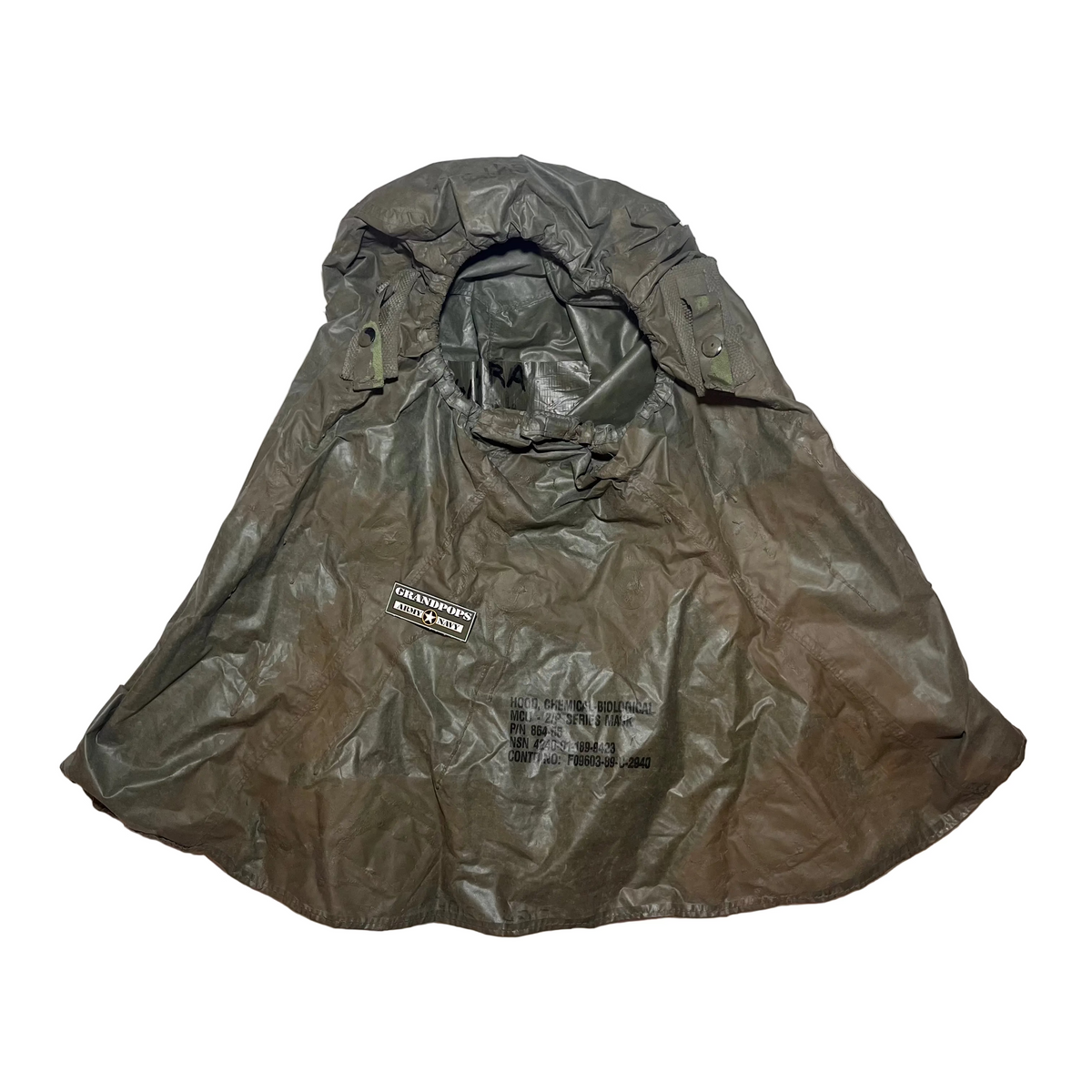 U.S. Military OD Green NBC MOPP Chemical Warfare Protective Rubber Hoo ...