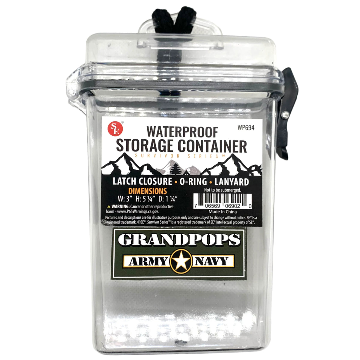 Clear Waterproof Storage Container w/ Lanyard – GRANDPOPSARMYNAVY