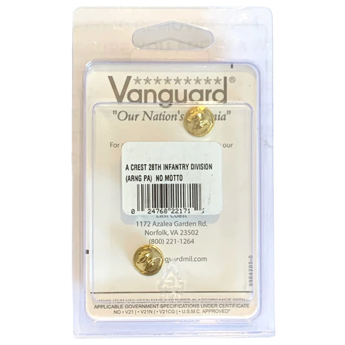 Vanguard 2-Pack U.S. Army 28th Infantry Division DUI Pins ...