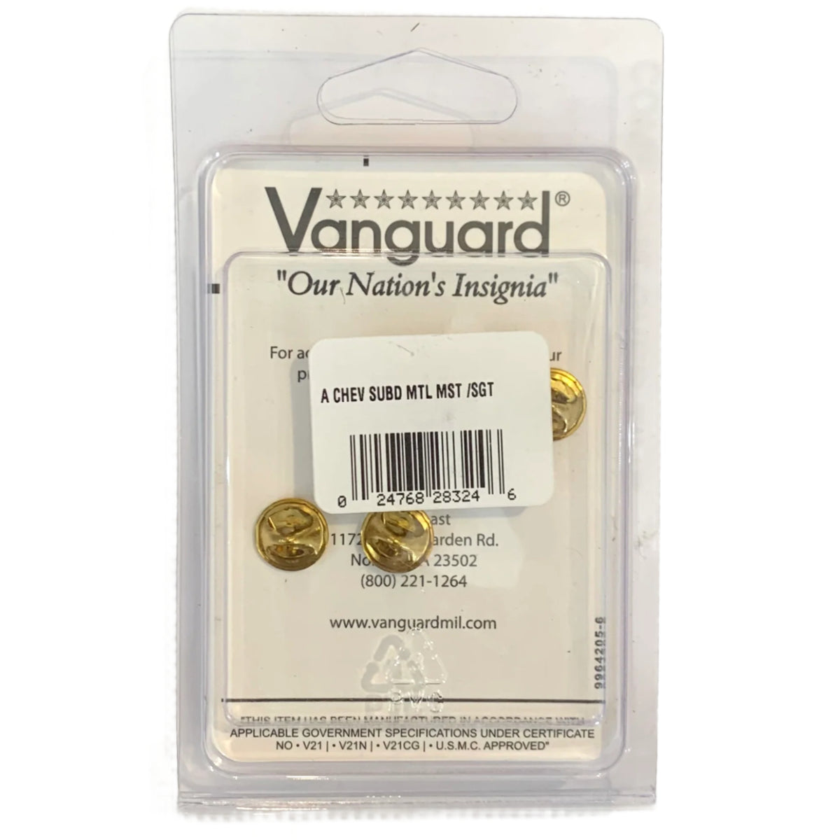 Vanguard 2-Pack U.S. Army Subdued Master Sergeant Chevron Rank Pins ...