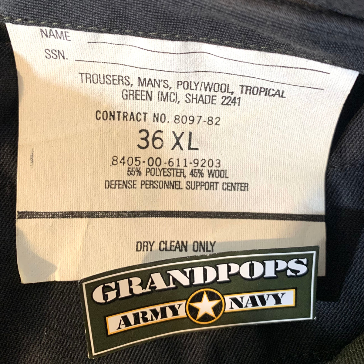 USMC Service Dress Alphas Green Shade 2241 Poly/Wool Tropical Pants ...