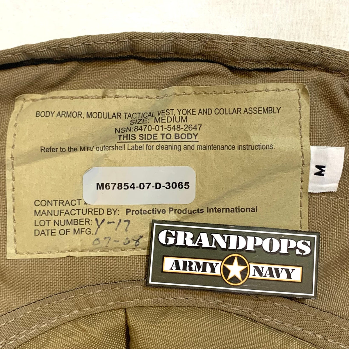 U.S. Military Coyote Brown Yoke and Collar Assembly Modular Tactical V ...