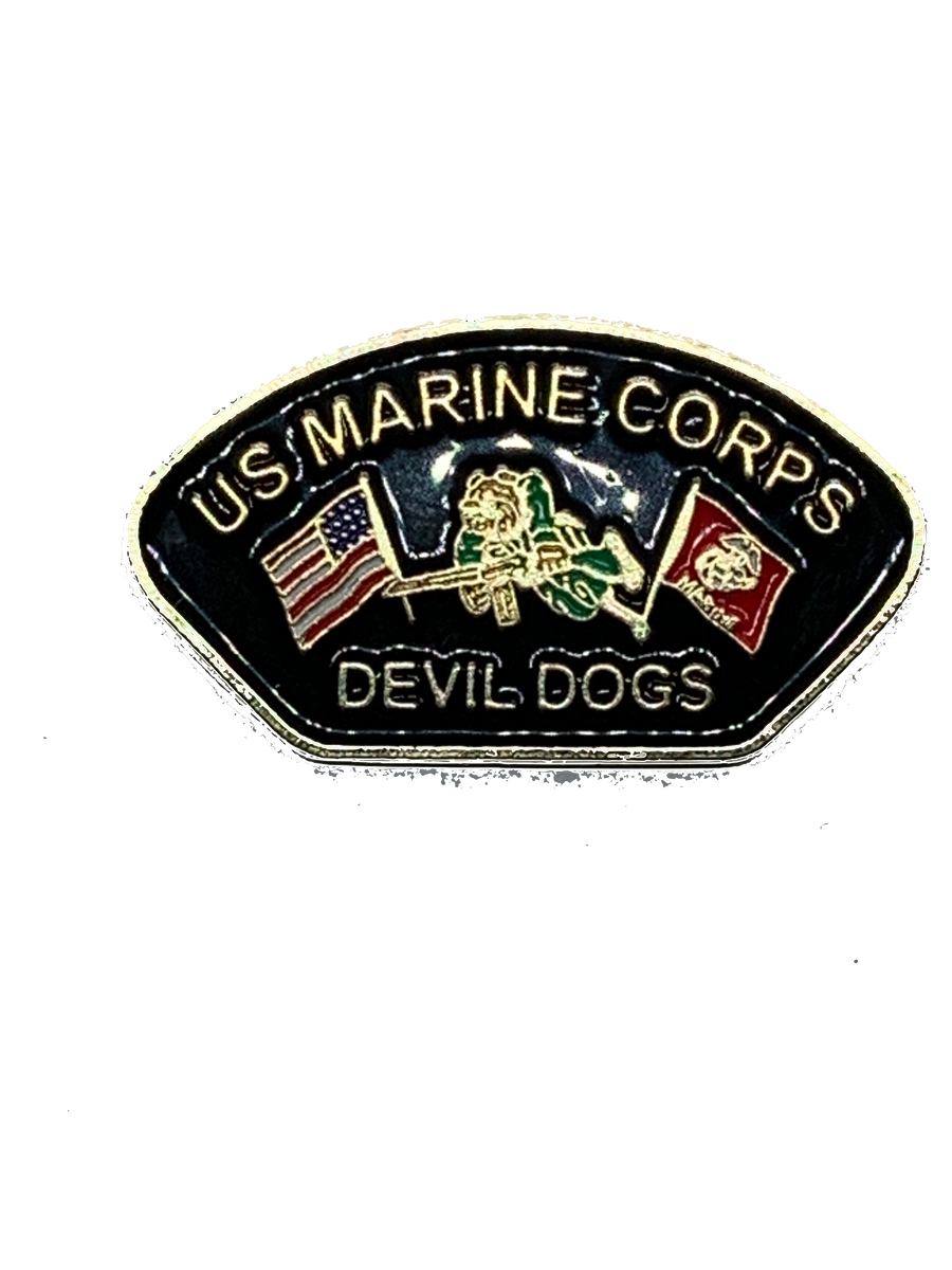 USMC Devil Dogs Gold/Black Pin – GRANDPOPSARMYNAVY