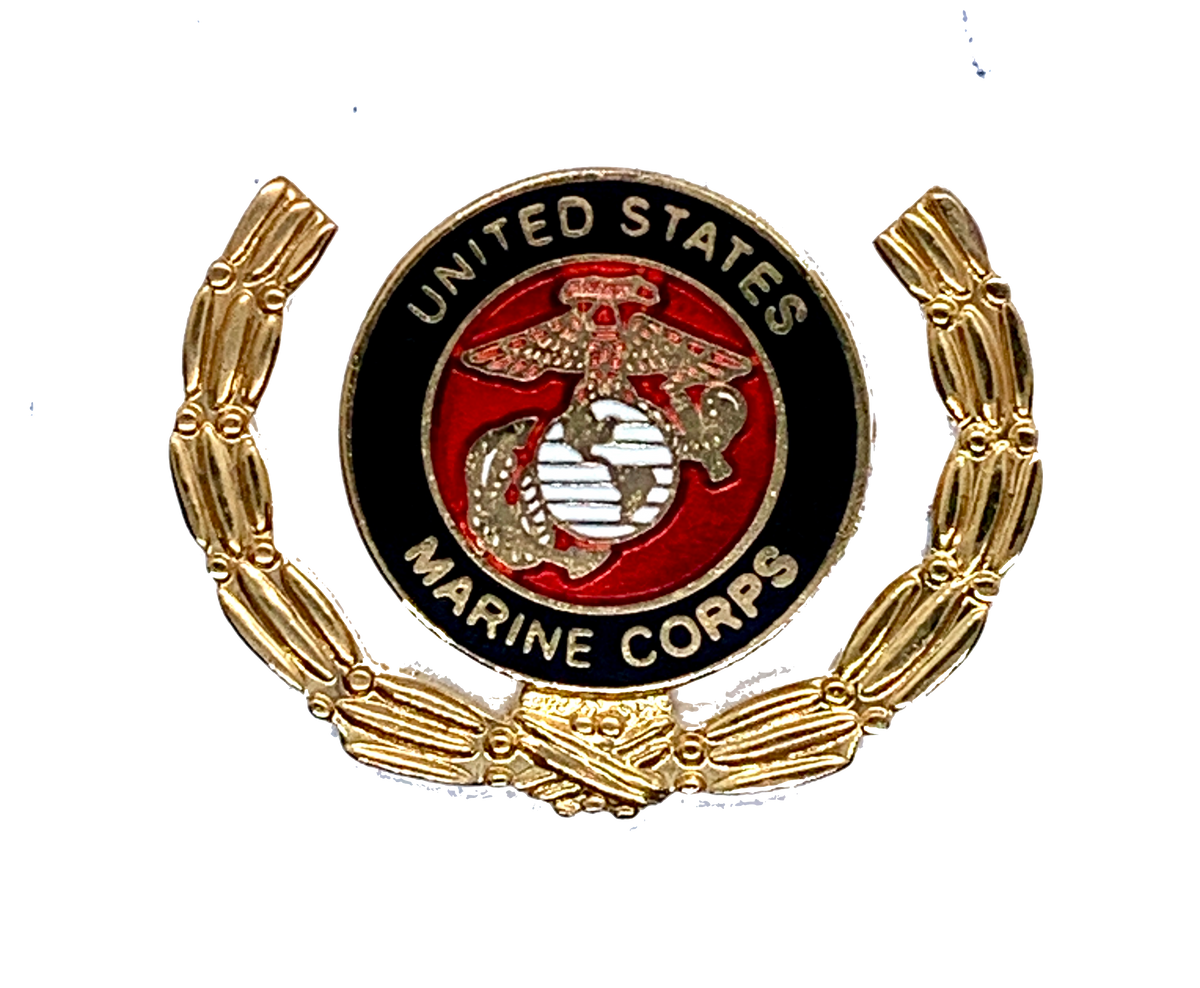 USMC Logo With Wreath Gold/Black Pin – GRANDPOPSARMYNAVY
