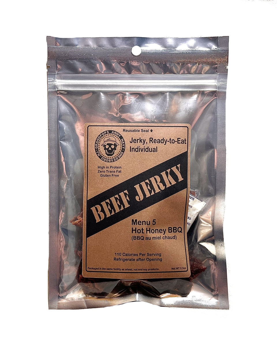 The Pop's Hot Honey BBQ Beef Jerky Menu 5 - Spicy Sweet MRE themed ...