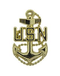 USN Basic Chief Petty Officer Gold/Gold Rank Pin – GRANDPOPSARMYNAVY
